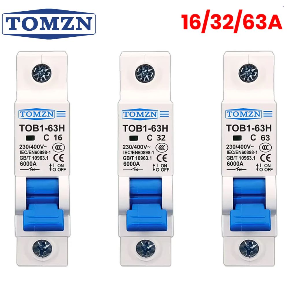 TOMZN Miniature Circuit Breaker (MCB) - 1P AC Braker 16A, 32A, 63A – SWST